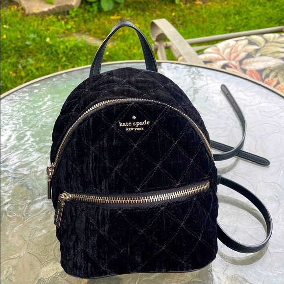 kate spade | Bags | Kate Spade Velvet Black Backpack Mini | Poshmark